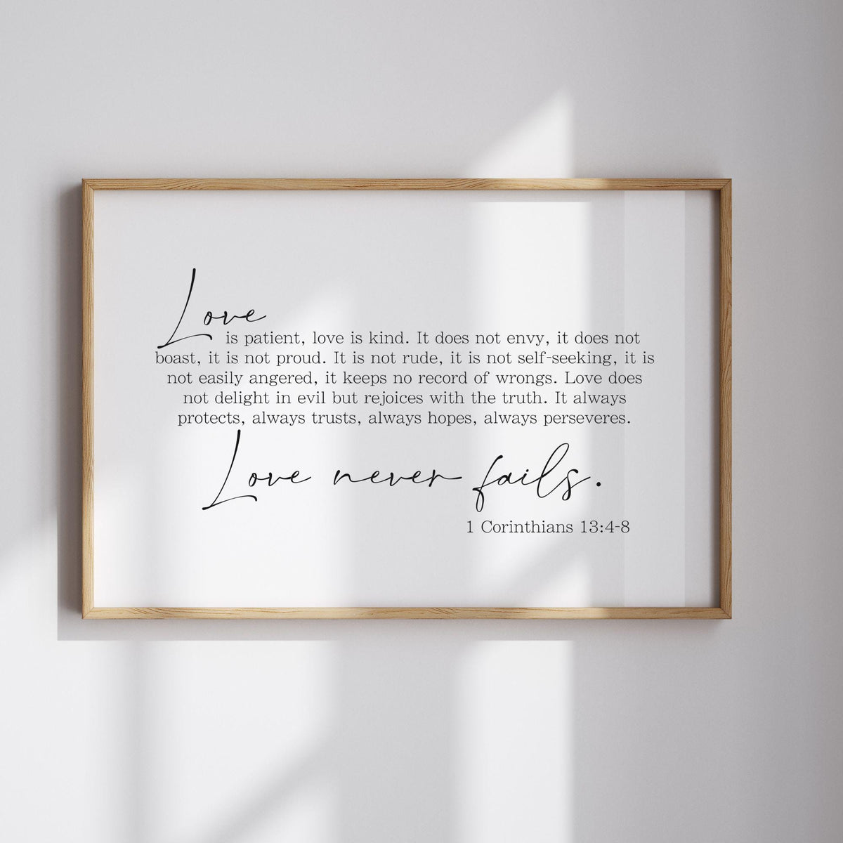 1 Corinthians 13:4-8, Love is Patient Love is Kind Sign, Modern Christ ...
